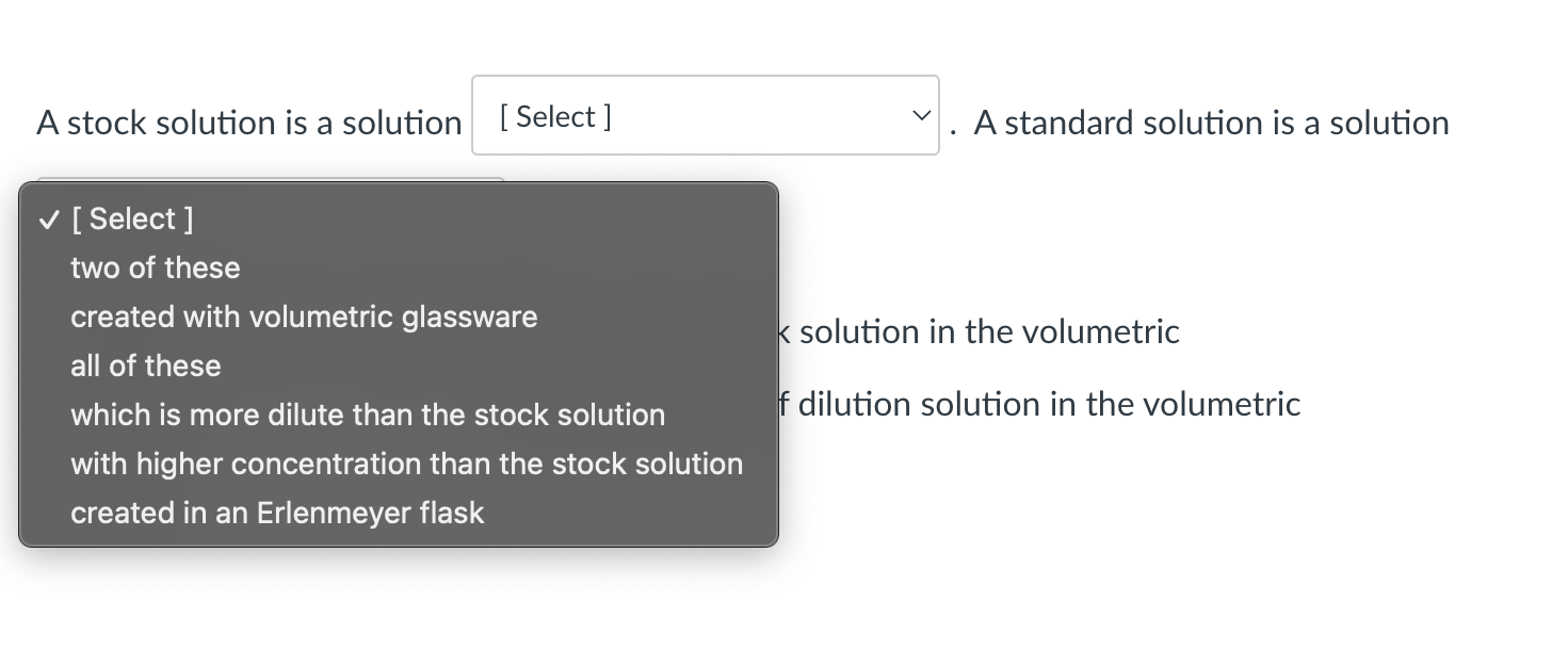 Solved A stock solution is a solution _____ . A standard | Chegg.com