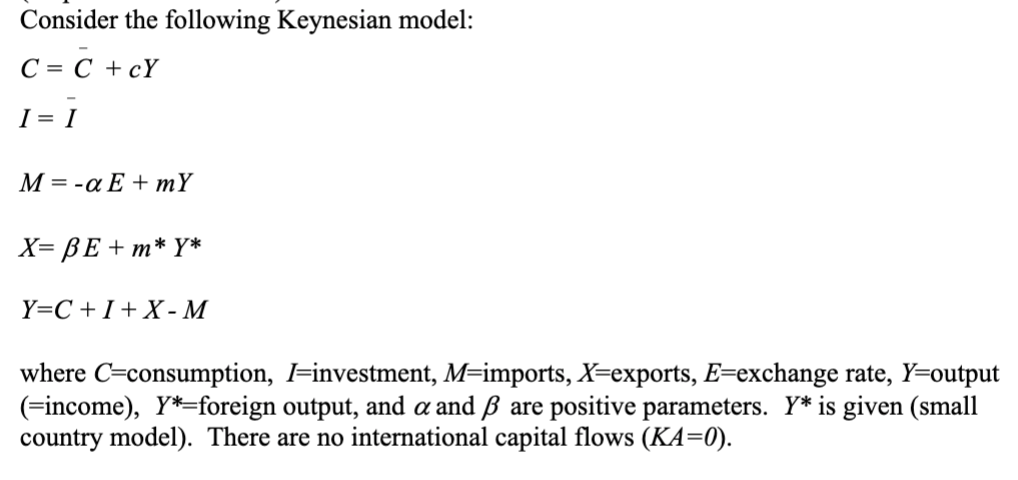 Consider the following Keynesian model: | Chegg.com