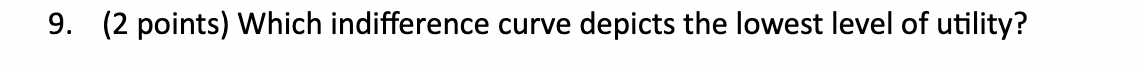 [Solved]: 9. (2 points) Which indifference curve depicts th