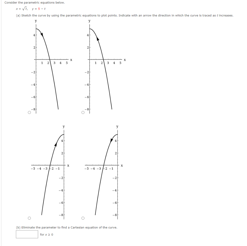 Solved Consider The Parametric Equations Below X T Y 5−t