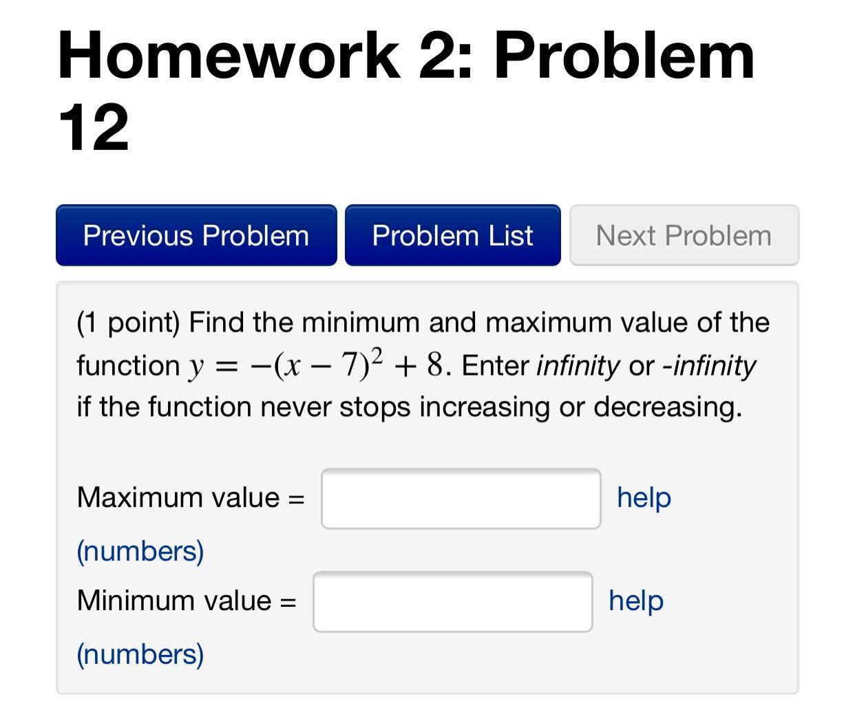 Solved Homework 2: Problem 12 Previous Problem Problem List | Chegg.com
