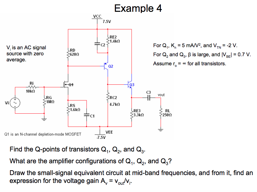 Find the Q-points of transistors Q1, Q2, and Q3. What | Chegg.com
