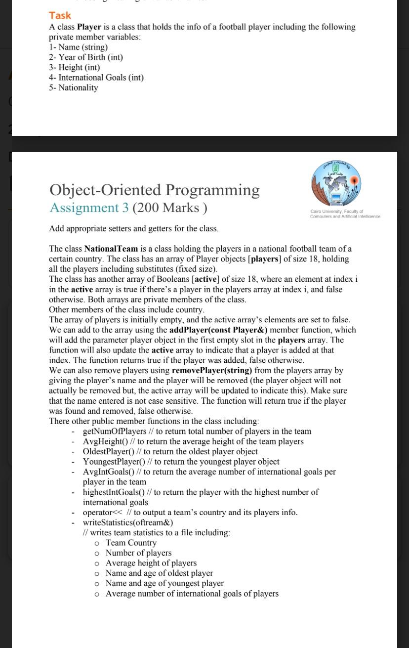 Solved Task A class Player is a class that holds the info of | Chegg.com