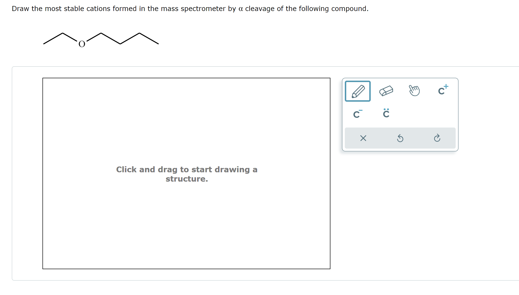 Solved Draw the most stable cations formed in the mass | Chegg.com