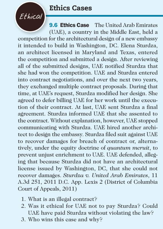 Solved Ethics Cases Ethical 9.6 Ethics Case The United Arab | Chegg.com