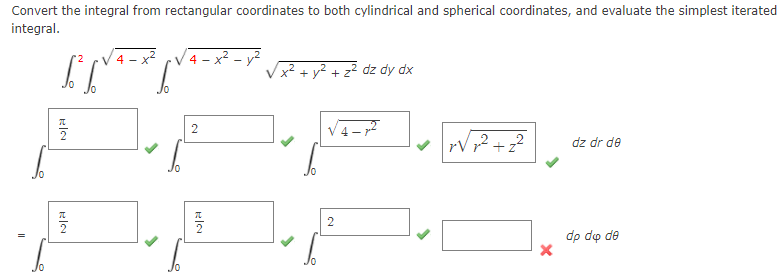 Solved Convert the integral from rectangular coordinates to | Chegg.com