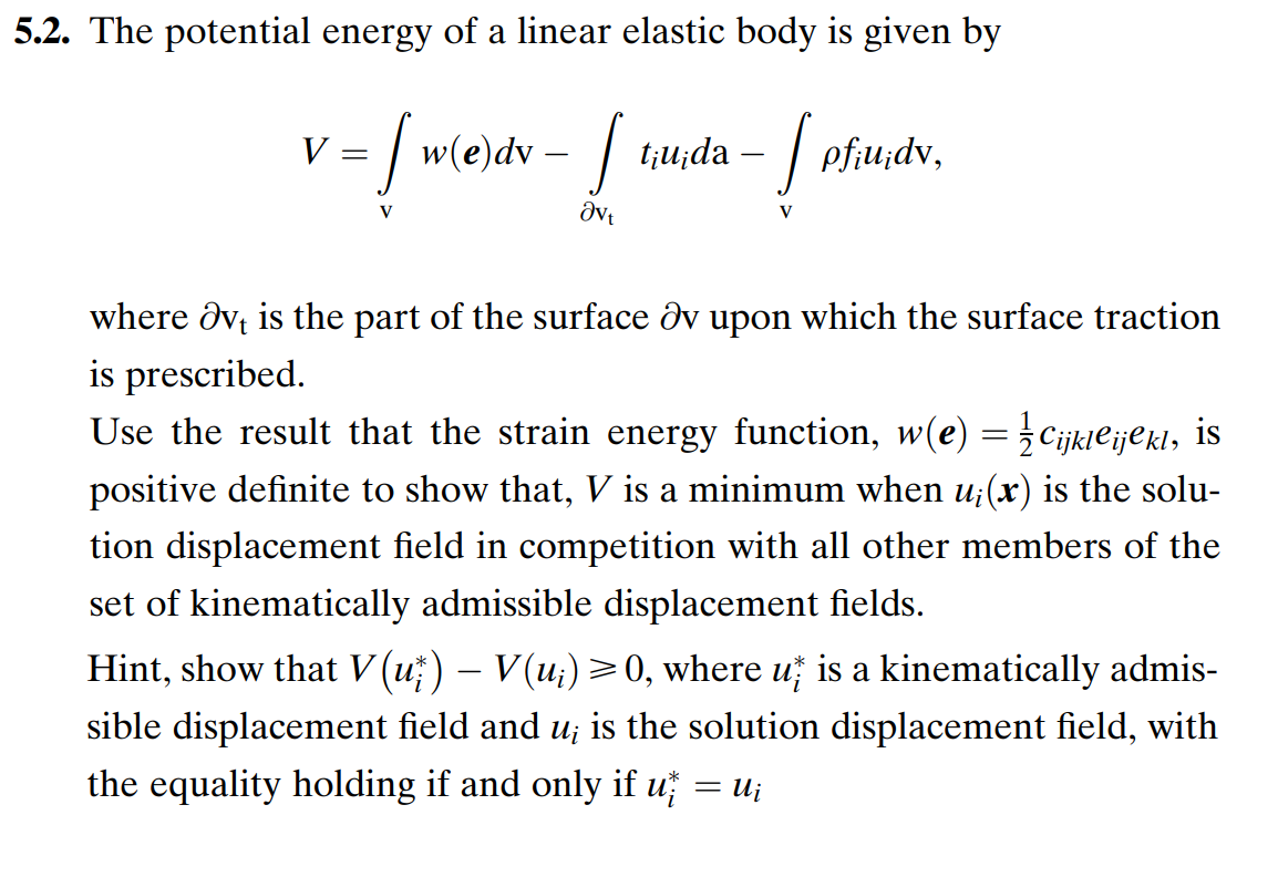.2. The potential energy of a linear elastic body is | Chegg.com