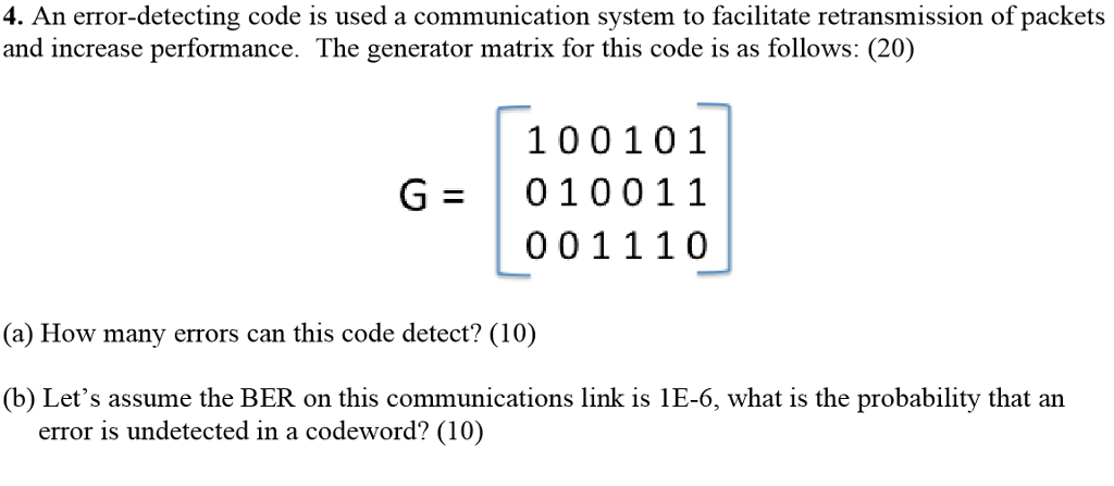 Solved 4. An error-detecting code is used a communication | Chegg.com