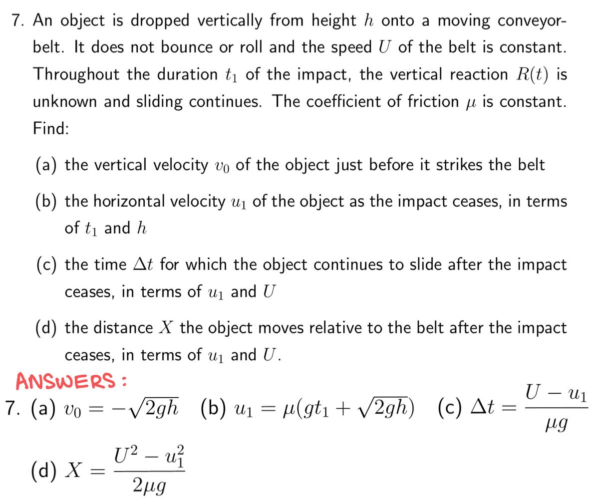 Solved 7. An object is dropped vertically from height h onto | Chegg.com