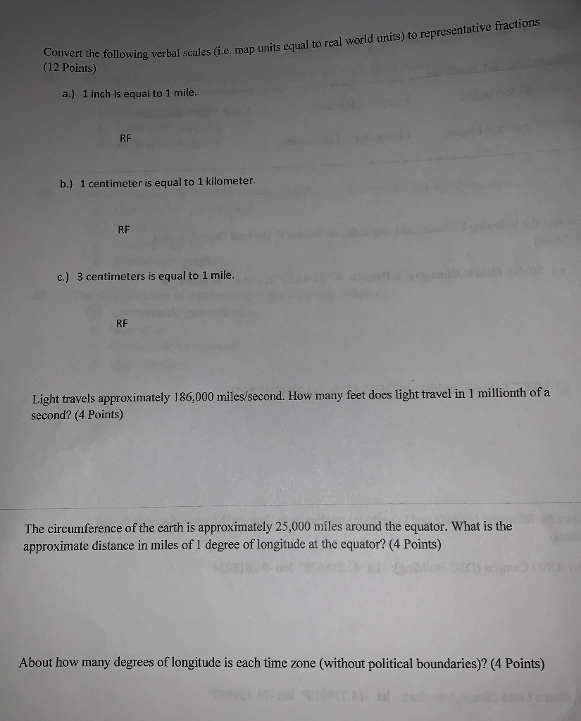 Solved Convert the following verbal scales (I. (12 Points) | Chegg.com
