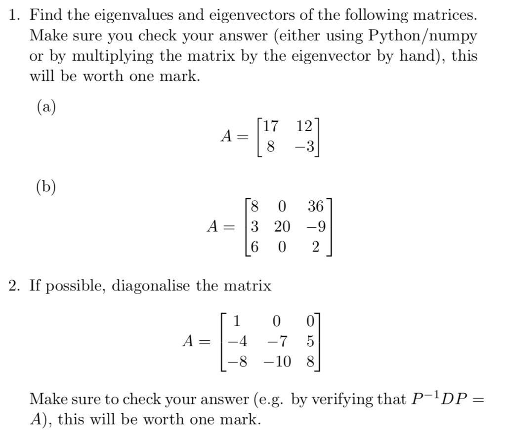 Solved 1. Find the eigenvalues and eigenvectors of the | Chegg.com