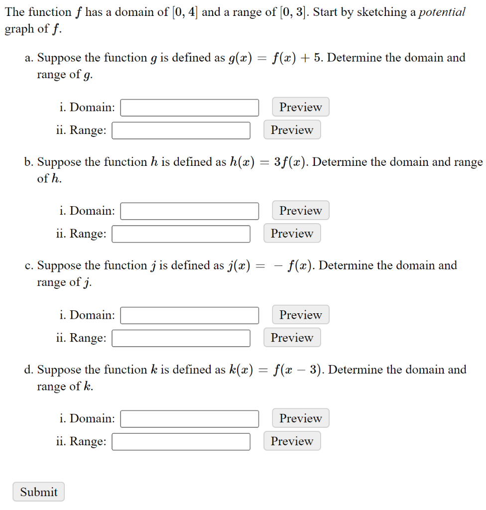 Solved The function f has a domain of [0,4][0,4] and a | Chegg.com