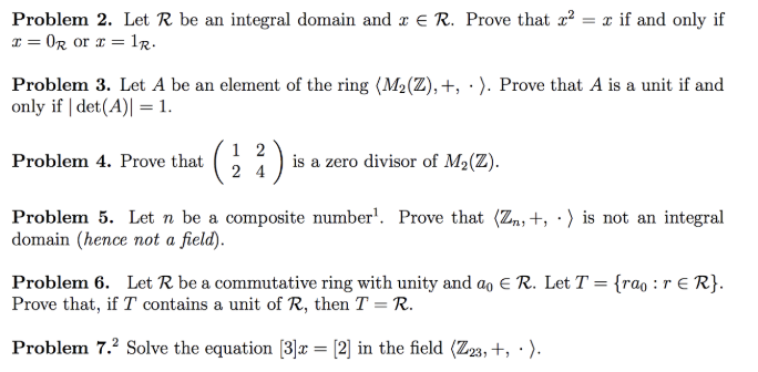 Solved Problem 2. Let R be an integral domain and I R. Prove | Chegg.com