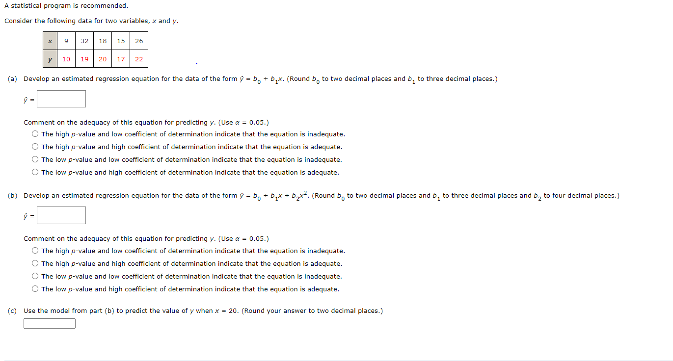 Solved A statistical program is recommended. Consider the | Chegg.com