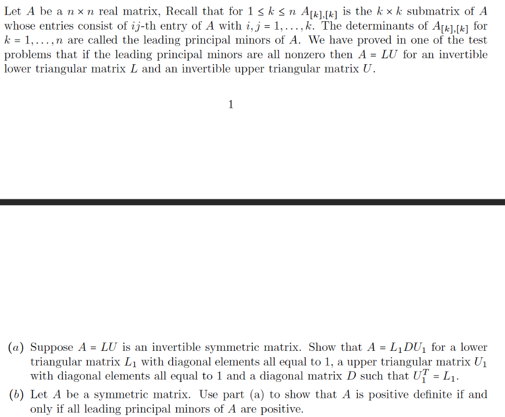 Solved Let A be a n×n real matrix, Recall that for | Chegg.com