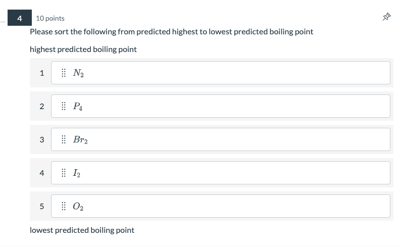 Solved 10 points Please sort the following from predicted | Chegg.com