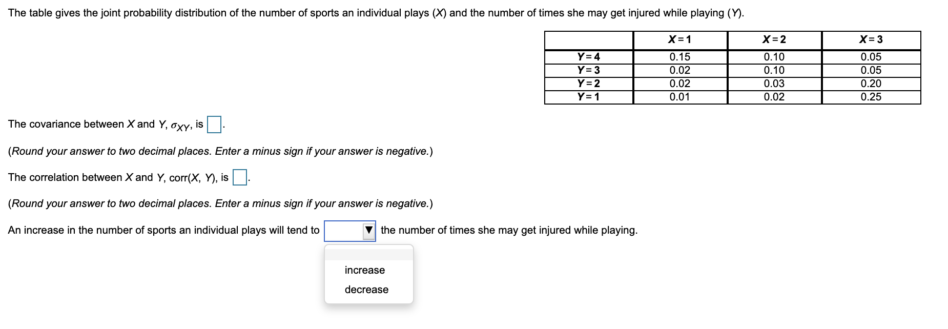Solved The table gives the joint probability distribution of | Chegg.com