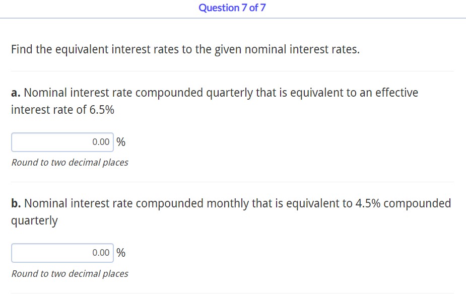 Solved Find the equivalent interest rates to the given | Chegg.com