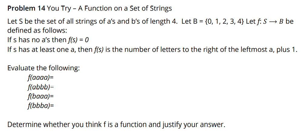 Solved Problem 14 You Try - A Function on a Set of Strings | Chegg.com