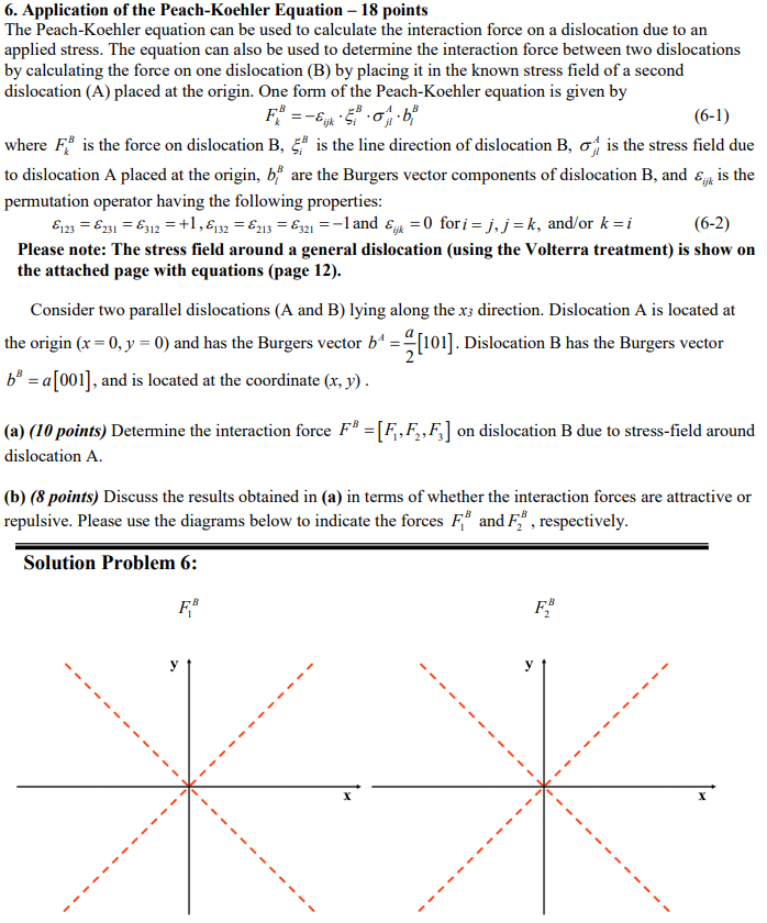 = 6. Application of the Peach-Koehler Equation - 18 | Chegg.com
