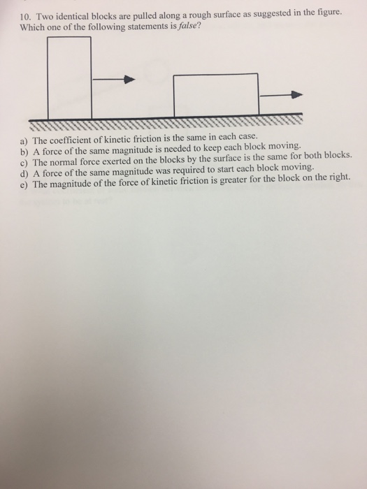 Solved 10. Two identical blocks are pulled along a rough | Chegg.com