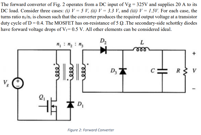 Solved The forward converter of Fig. 2 operates from a DC | Chegg.com