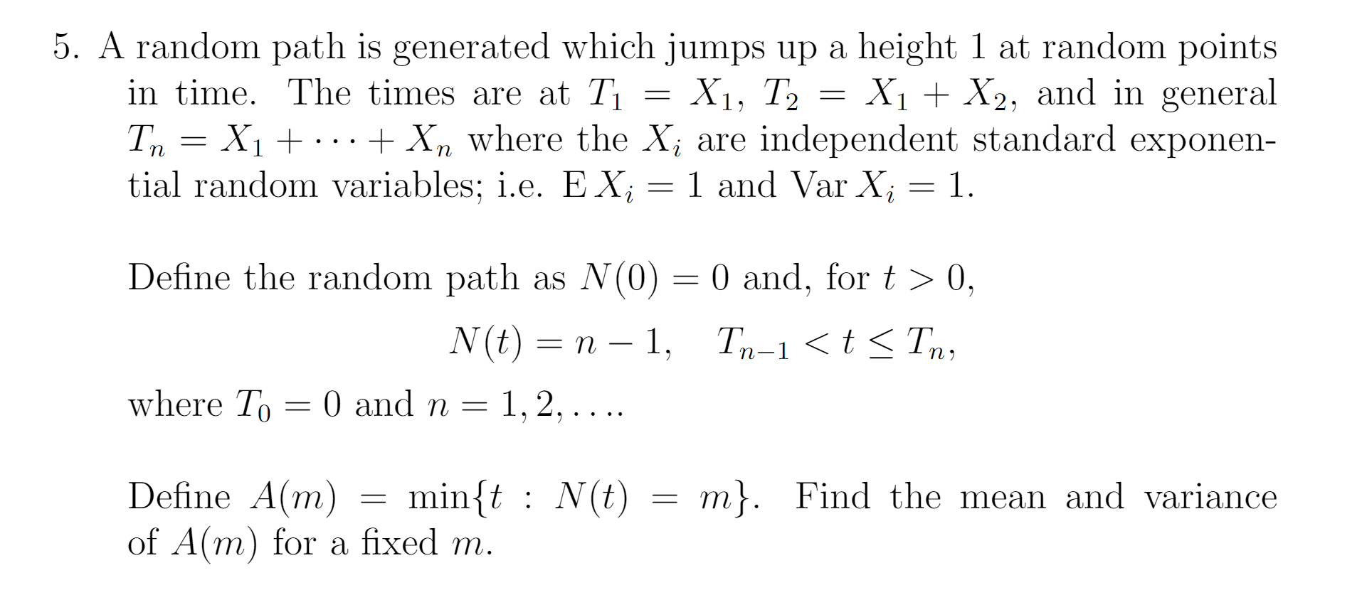 Solved = 5. A random path is generated which jumps up a | Chegg.com