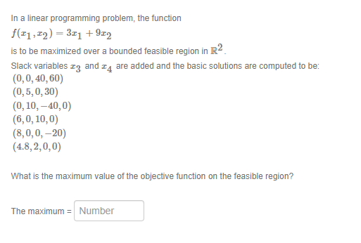 Solved In a linear programming problem, the function | Chegg.com