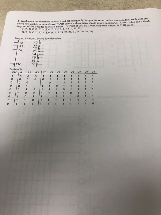 Solved G) using only 3-input, 8-output, active low decoders, | Chegg.com