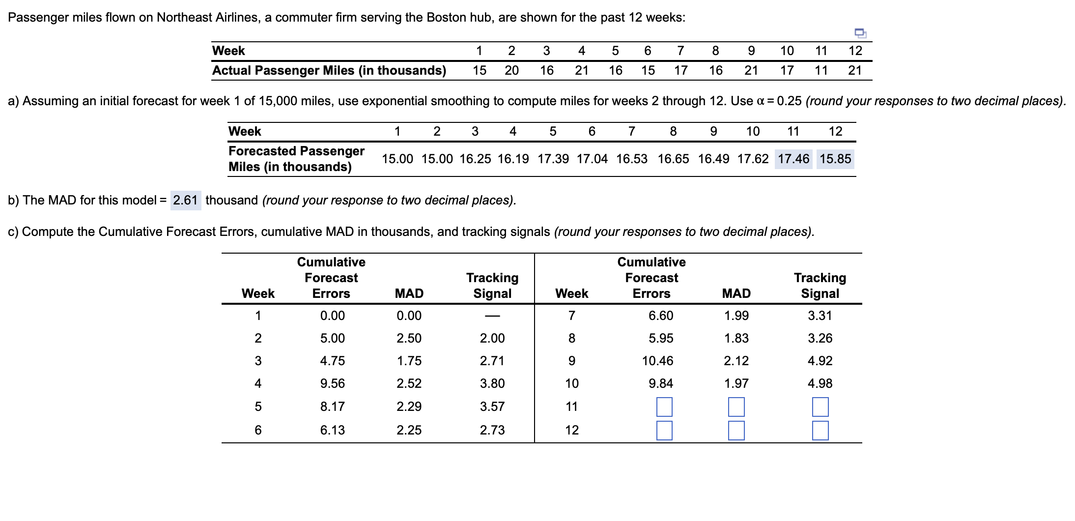 Solved a) Assuming an initial forecast for week 1 of 15,000 | Chegg.com