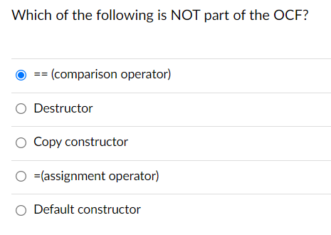 Solved Which of the following is NOT part of the OCF? == | Chegg.com