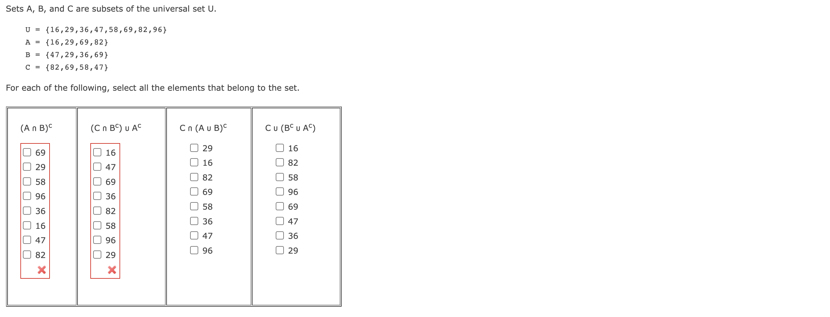 Solved Sets A,B, and C are subsets of the universal set U. | Chegg.com