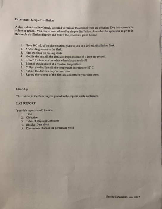 EXPERIMENT 7 DISTILLATION PURPOSE 1. To learn the | Chegg.com