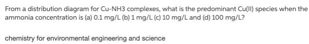 Solved From a distribution diagram for Cu-NH3 complexes, | Chegg.com