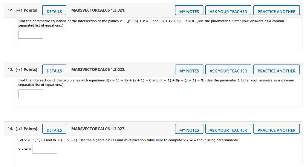 Solved 12. (-/1 Points) DETAILS MARSVECTORCALC6 1.3.021. MY | Chegg.com Solved 12. (-/1 Points) DETAILS MARSVECTORCALC6 1.3.021. MY | Chegg.com