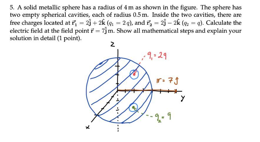 Solved 5. A solid metallic sphere has a radius of 4 m as | Chegg.com