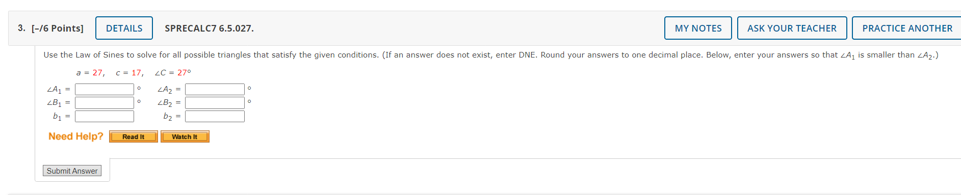 Solved 3. [-/6 Points] SPRECALC7 6.5.027. | Chegg.com