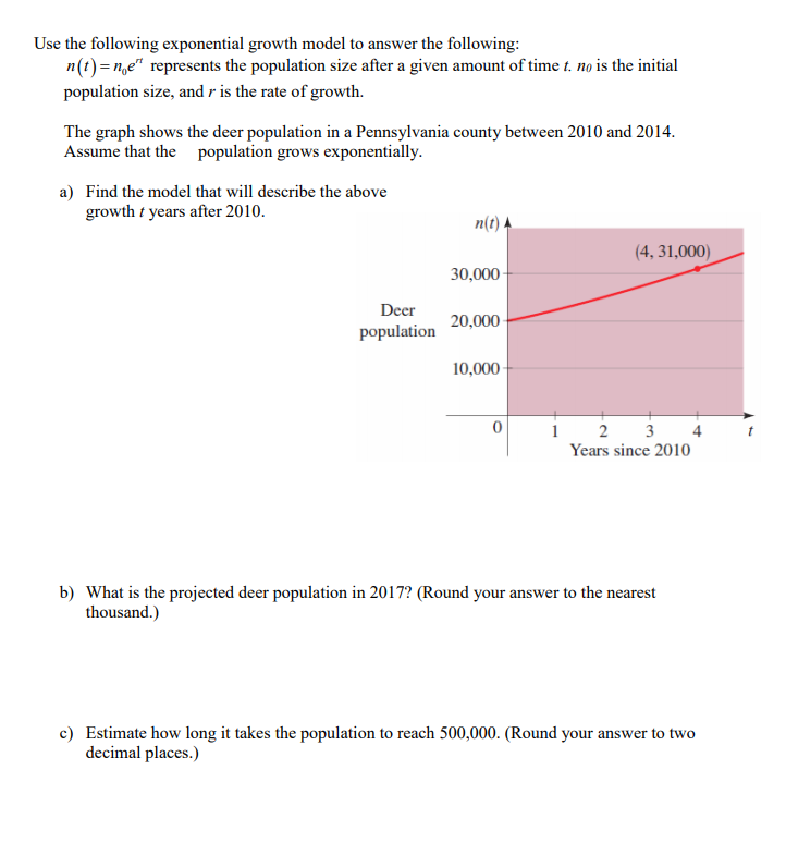 Solved Use the following exponential growth model to answer | Chegg.com