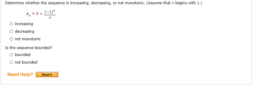 Solved Determine whether the sequence is increasing, | Chegg.com