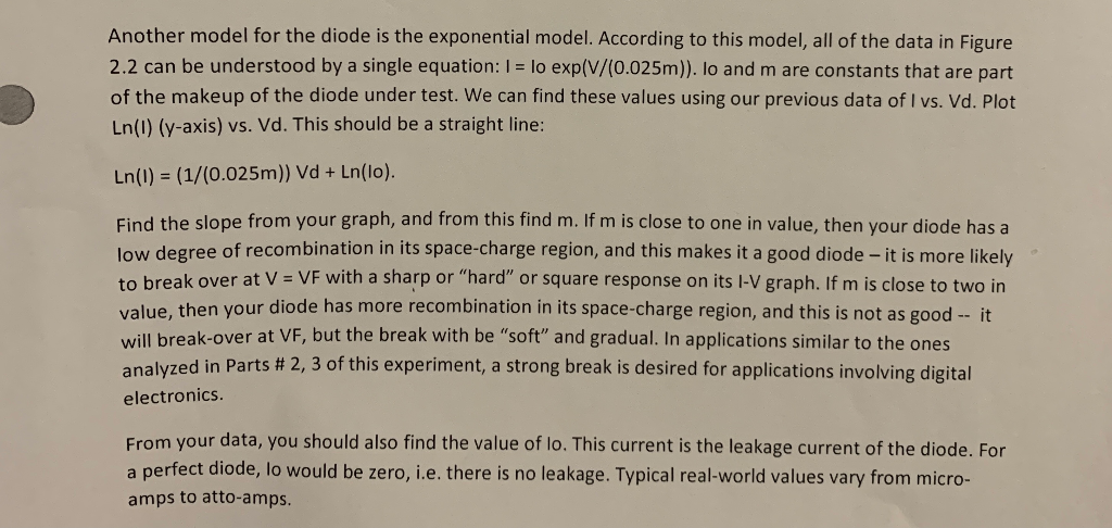 Solved Another model for the diode is the exponential model. | Chegg.com
