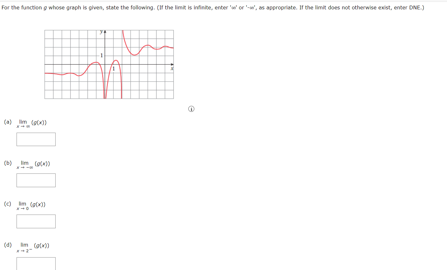 Solved (a) limx→∞(g(x)) (b) limx→−∞(g(x)) (c) limx→0(g(x)) | Chegg.com