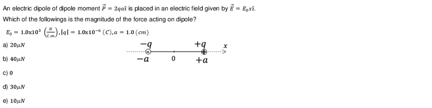 Solved An electric dipole of dipole moment P=2qa ^ is placed | Chegg.com