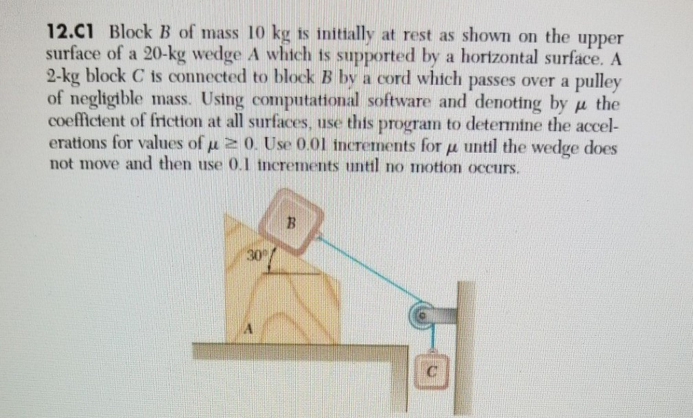 Solved 12.CI Block B of mass 10 kgly rest as shown on the | Chegg.com
