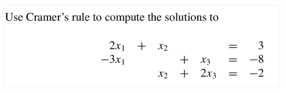 Solved Use Cramer's rule to compute the solutions to | Chegg.com