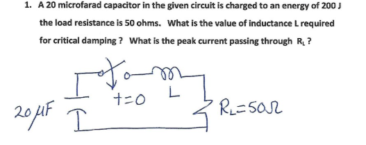 Solved 1. A 20 microfarad capacitor in the given circuit is | Chegg.com