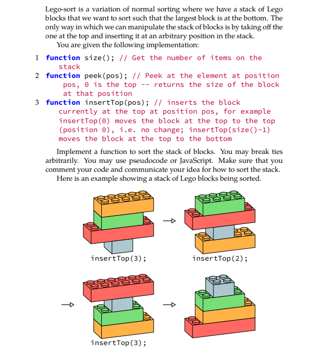 Solved Lego-sort is a variation of normal sorting where we | Chegg.com