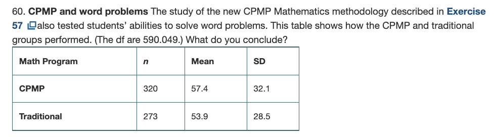 Solved 60. CPMP and word problems The study of the new CPMP | Chegg.com
