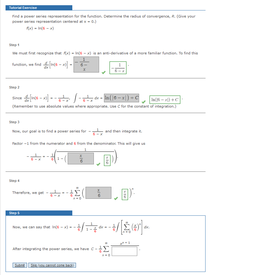 Solved Tutorial Exercise Find a power series representation | Chegg.com