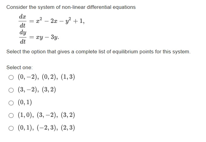 Solved Consider the system of non-linear differential | Chegg.com