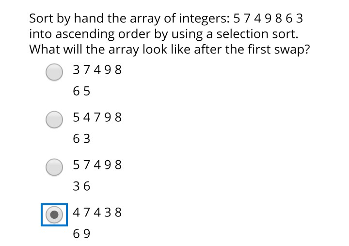 Solved Sort by hand the array of integers: 5 7 4 9 863 into | Chegg.com